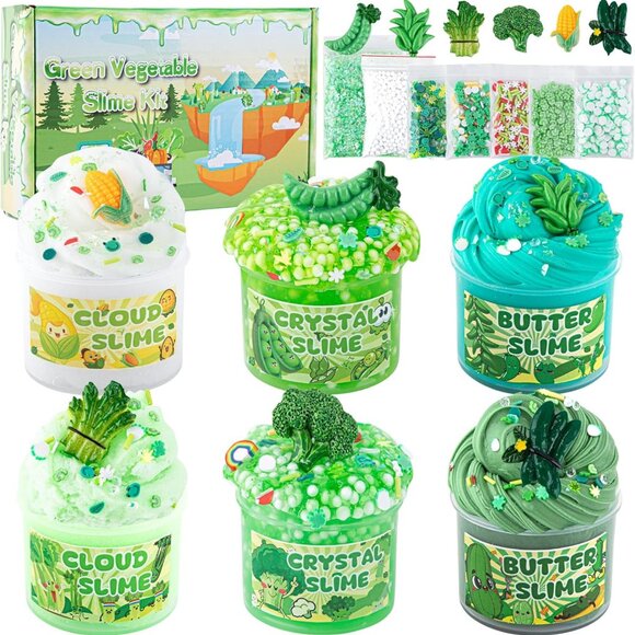 Toys | 6 Packs Gradient Green Slime Kit Cloud Butter Clear Slime ...